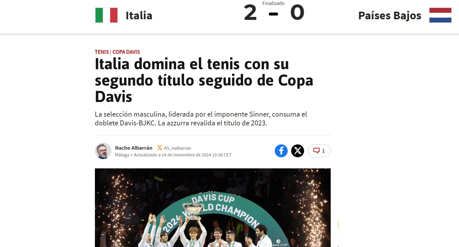 "L'Italia domina il mondo del tennis": la stampa internazionale celebra Sinner e gli azzurri